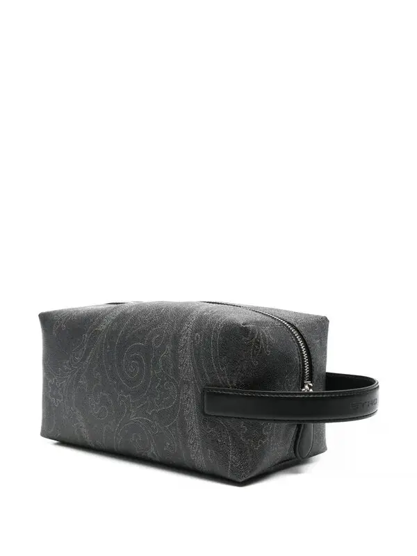 Etro Embroidered-logo Wash Bag - Grey