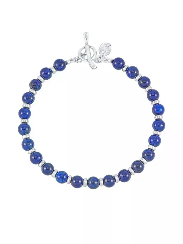 DOWER AND HALL Halo Lapis Lazuli Beaded Bracelet - Silver