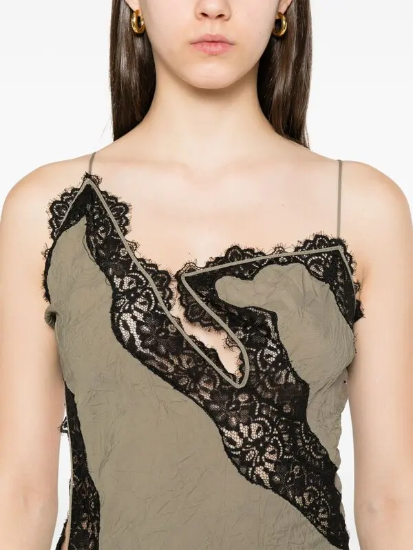 Christopher Esber Crimped Lace Slip Dress