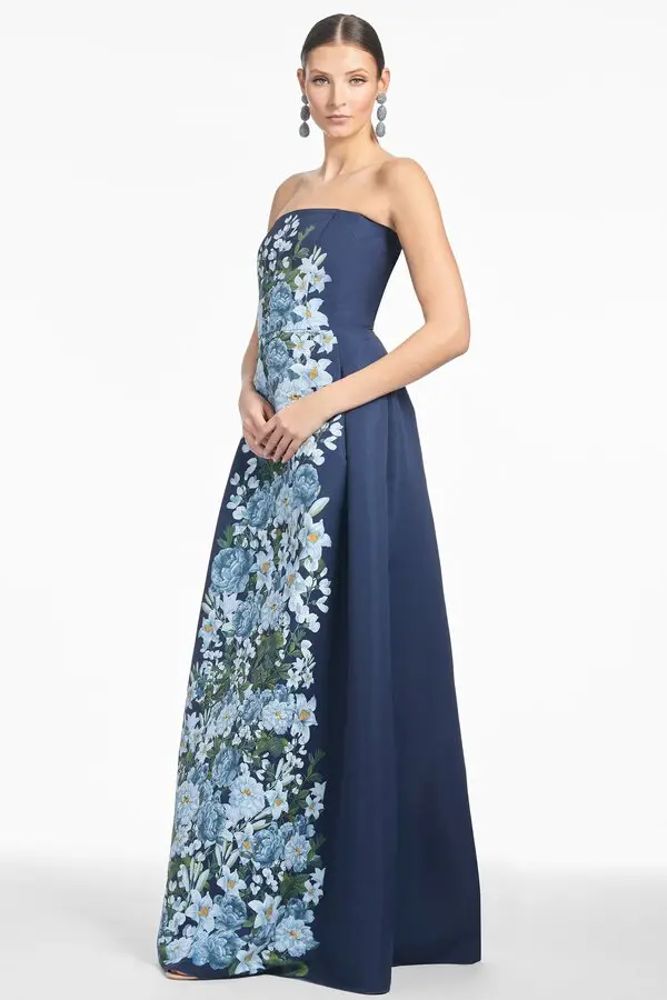 Sachin & Babi Larisa Fit And Flare Gown - Navy Cascade