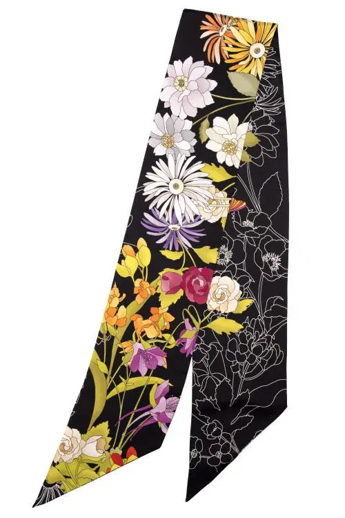 ELIZABETTA Vanessaskinny Silk Scarf - Black