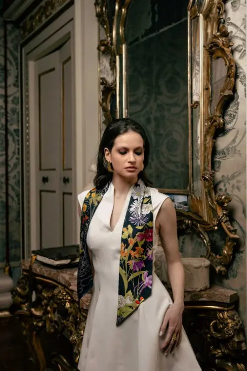 ELIZABETTA Vanessaskinny Silk Scarf - Black