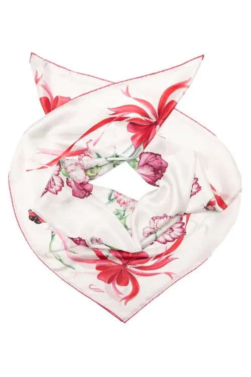ELIZABETTA Fior Di Mamma Hand-rolled Silk Foulard - Red