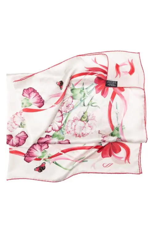 ELIZABETTA Fior Di Mamma Hand-rolled Silk Foulard - Red