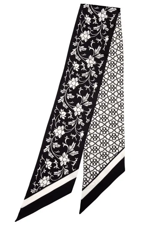 ELIZABETTA Lorettaskinny Silk Scarf - Black