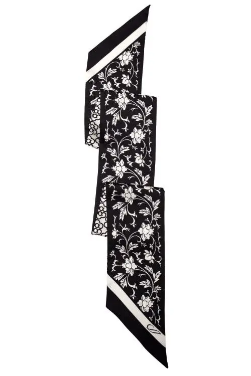 ELIZABETTA Lorettaskinny Silk Scarf - Black