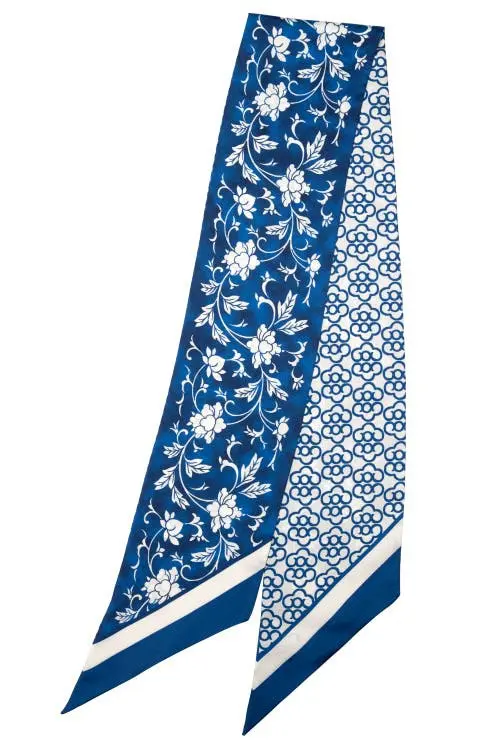 ELIZABETTA Lorettaskinny Silk Scarf - Blue