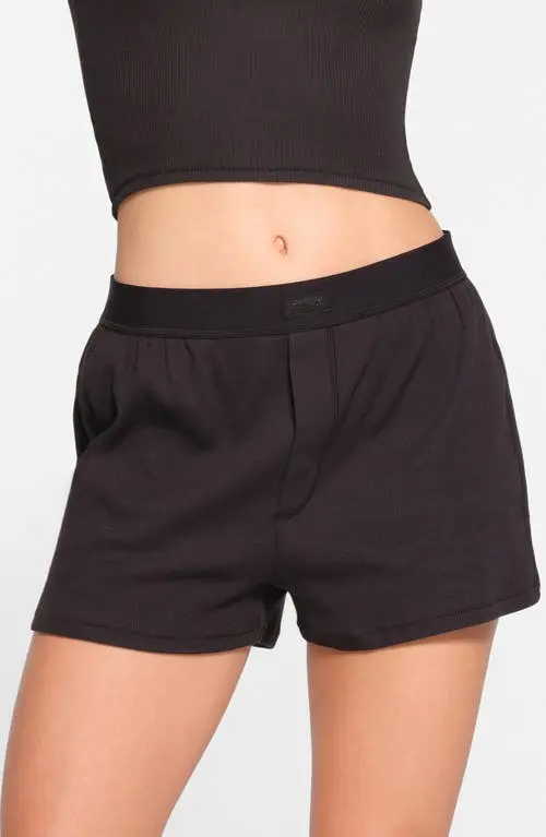 SKIMS Rib Stretch Cotton Loose Boxers - Soot