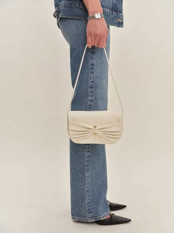 REFORMATION Maria Leather Shoulder Bag - Ivory