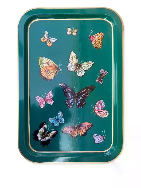 LES-OTTOMANS Butterflies Tray - Blue