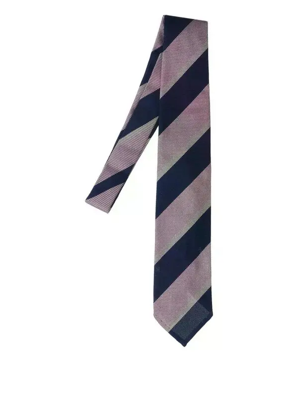 Cesare Attolini Striped Silk Tie - Pink