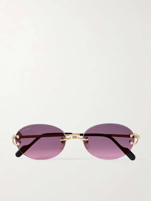 CARTIER Rimless Round-frame Sunglasses - Gold