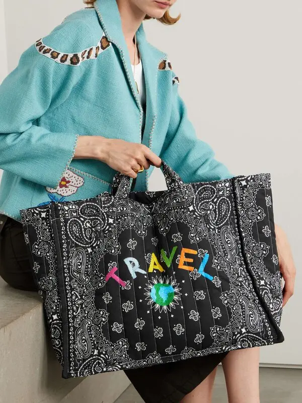Call It By Your Name Cabas Maxi Embroidered Quilted Tote Bag