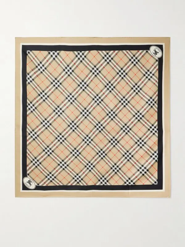 Burberry Checked Silk-twill Scarf - Neutrals