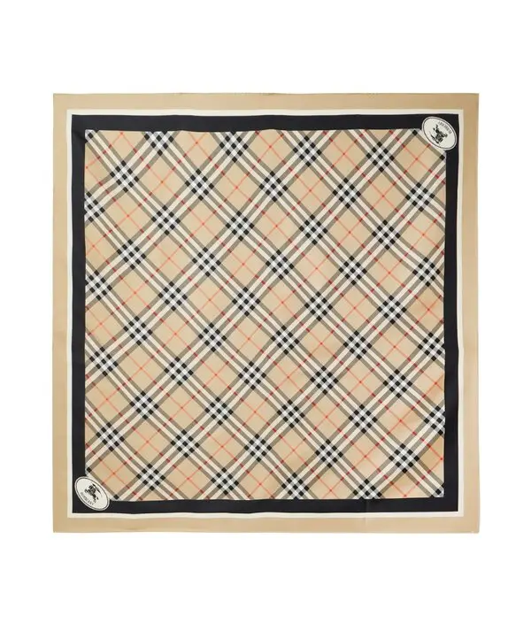 Burberry Checked Silk-twill Scarf - Neutrals