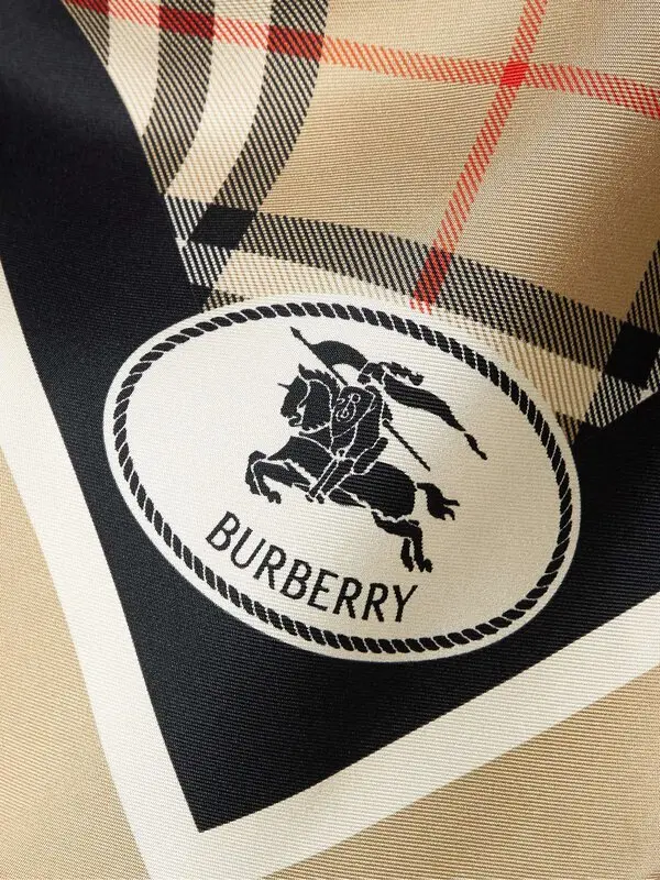 Burberry Checked Silk-twill Scarf - Sand