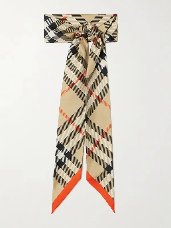 Burberry Checked Organic Mulberry Silk-twill Scarf - Neutrals