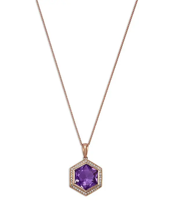 Bloomingdale'S Amethyst And Diamond Pendant Necklace - Purple/rose