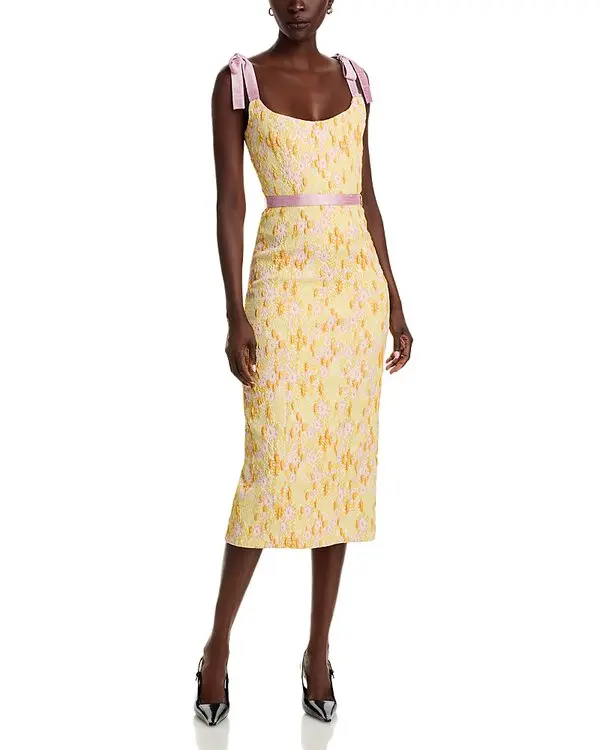slim fit dress slacks Larroudé x Markarian Alexis Boot In Floral Embroidery Gold Fabric - Boots main image 1