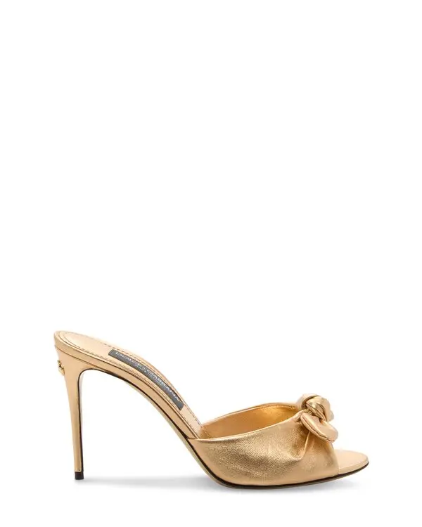 Dolce & Gabbana Metallic Leather Bow High Heel Sandals