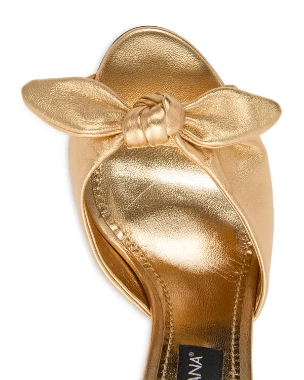 Dolce & Gabbana Metallic Leather Bow High Heel Sandals