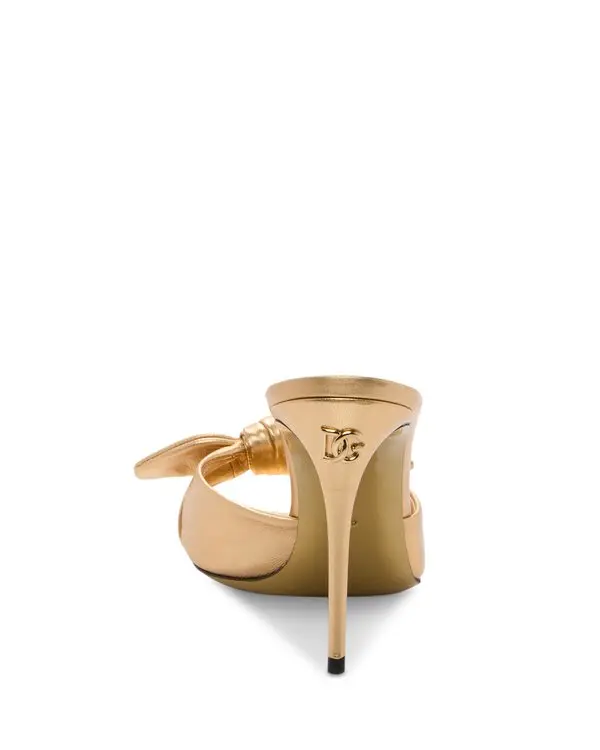 Dolce & Gabbana Metallic Leather Bow High Heel Sandals