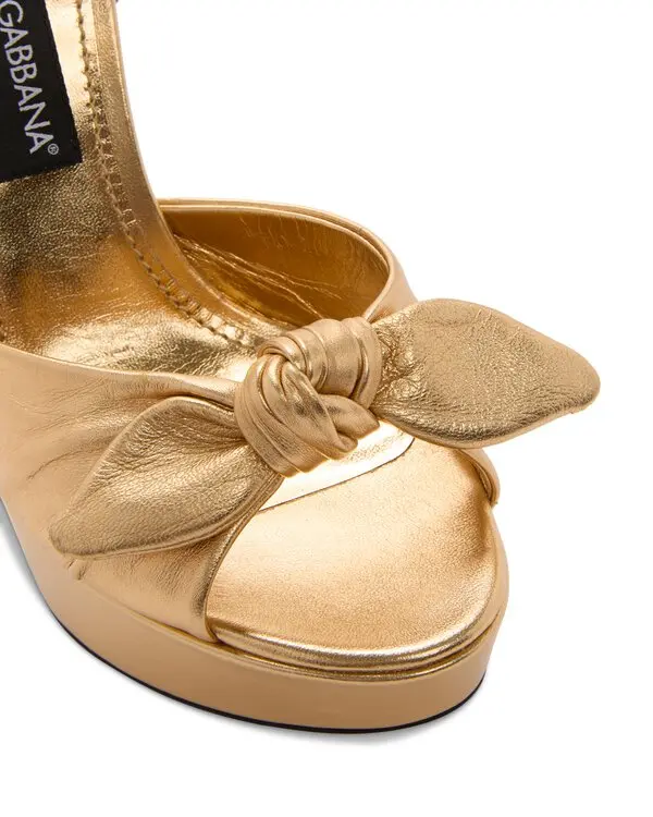 Dolce & Gabbana Metallic Knot Platform Sandals - Gold