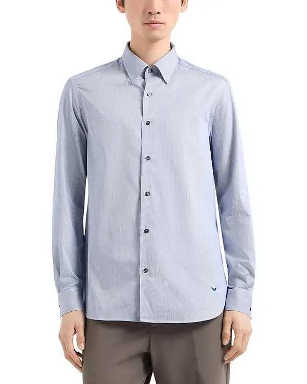Emporio Armani Striped Regular Fit Button Down Shirt