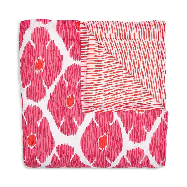 JOHN ROBSHAW Poppy Azalea Ikat Quilt, Full/queen - Azalea Pink