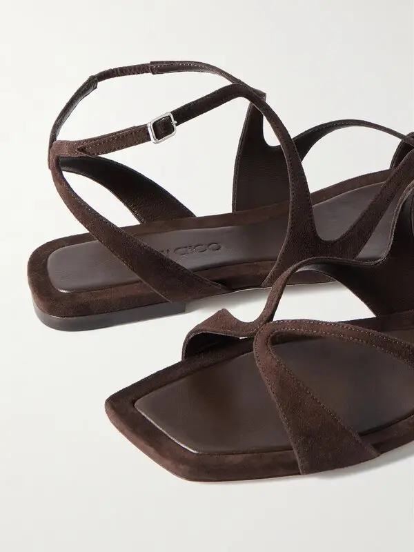 JIMMY CHOO Ayla Suede Sandals - Brown