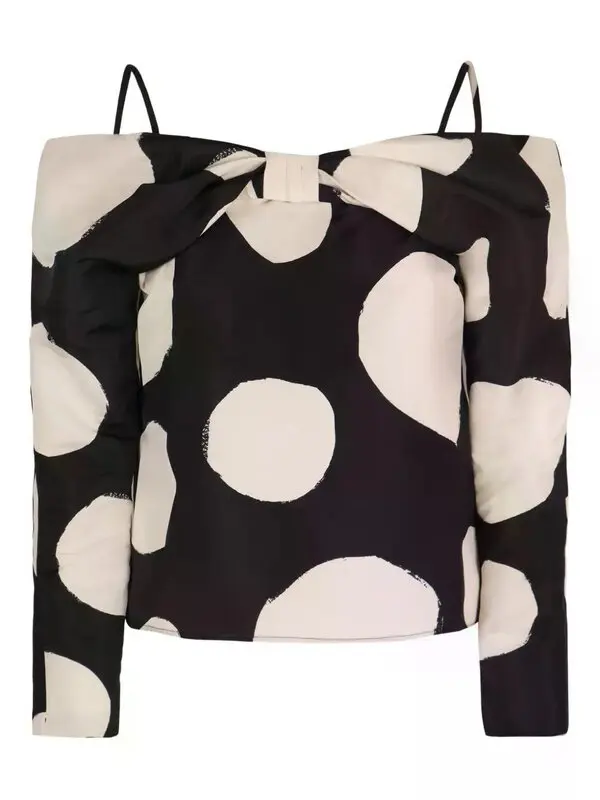 Nina Ricci Off-shoulder Polka Dot Blouse - Black