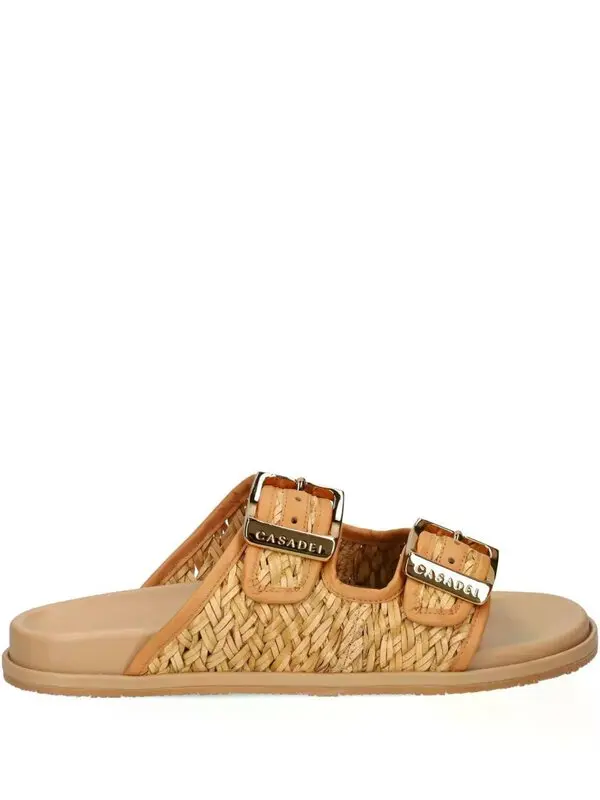 Casadei Birky Woven Double-buckle Sandals