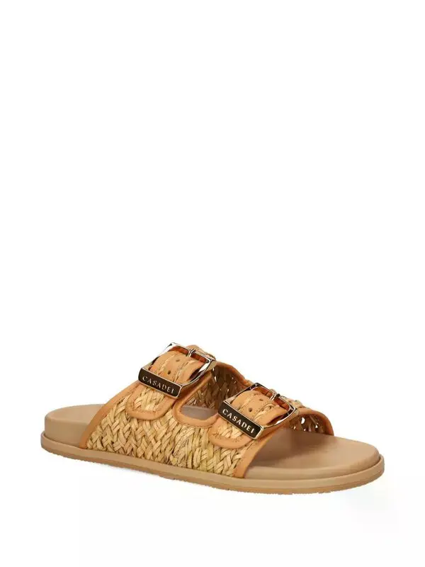 Casadei Birky Woven Double-buckle Sandals