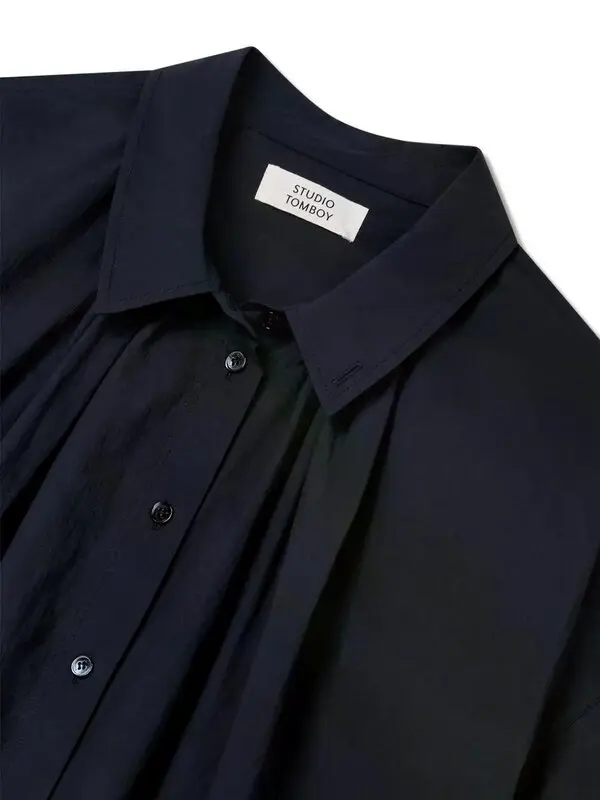 STUDIO TOMBOY Gathered Short-sleeve Shirt - Blue