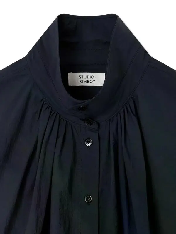 STUDIO TOMBOY Gathered Short-sleeve Shirt - Blue