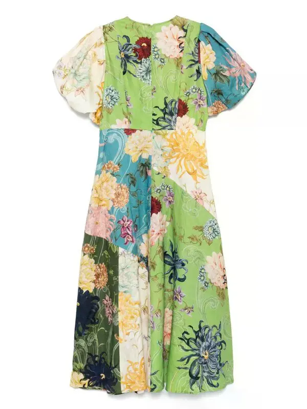Avery Floral Print Midi Dress - Green