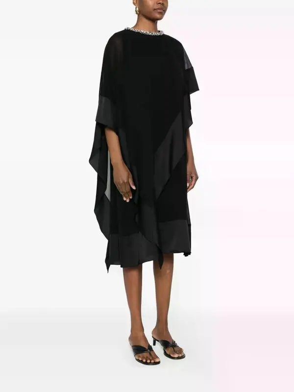 NISSA Rhinestone-collar Midi Dress