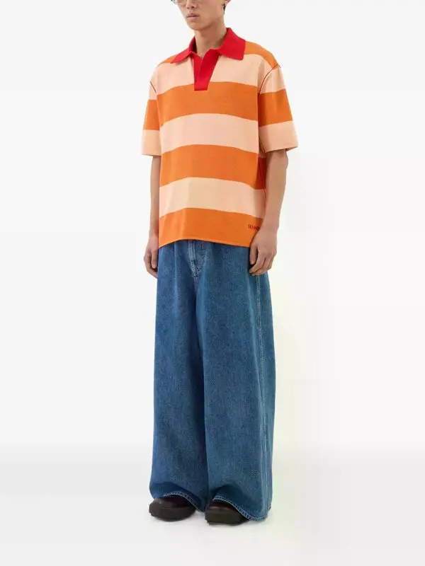 Sunnei Striped Short-sleeve Polo Shirt