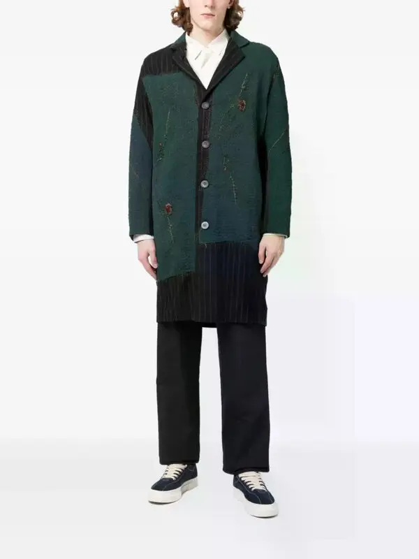 By Walid Patchwork Button-up Coat