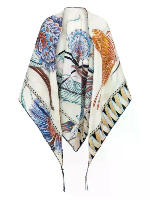 FERRAGAMO Floral-print Silk Scarf - Neutrals