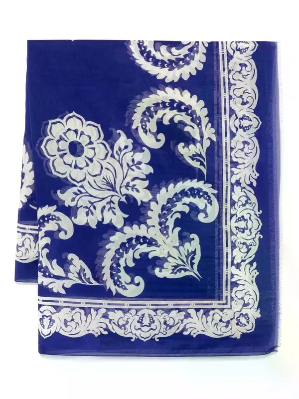 Etro Floral-print Scarf - Blue