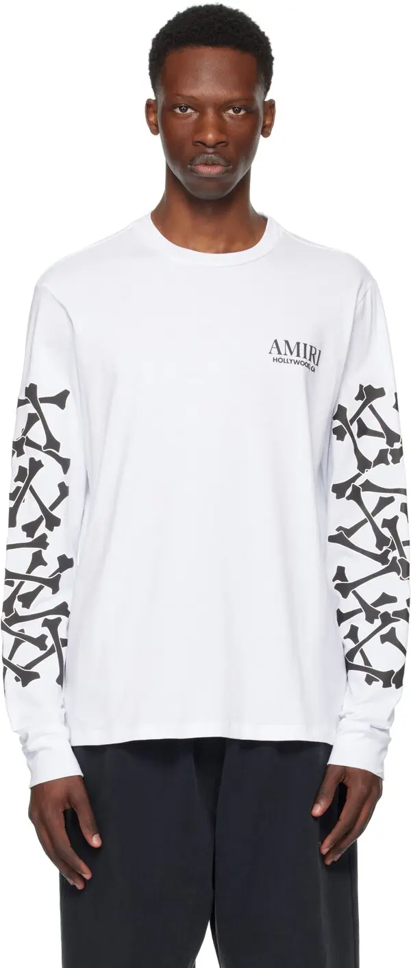 Amiri Bones Stacked Long Sleeve T-Shirt - White | Editorialist