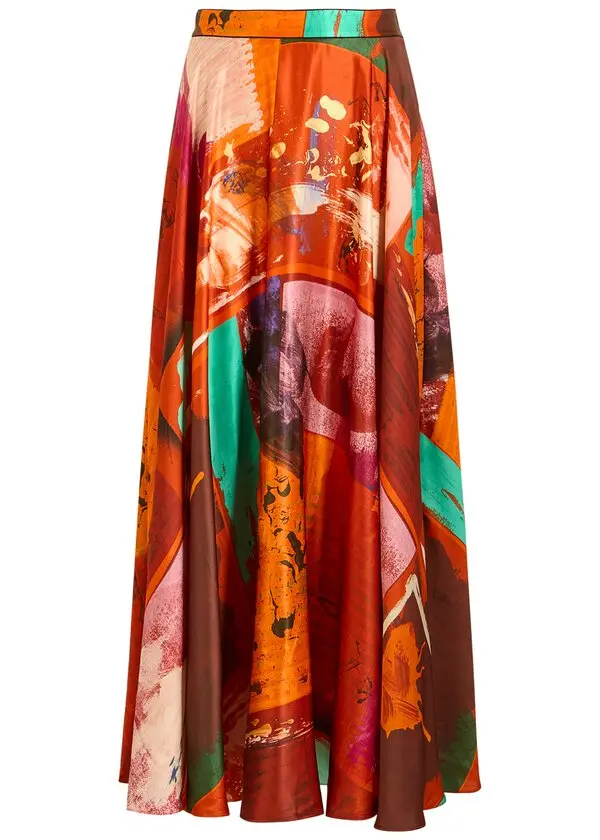 ROKSANDA Printed Satin Midi Skirt - Multi Print