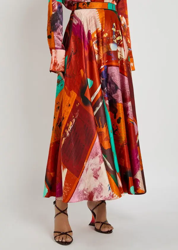 ROKSANDA Printed Satin Midi Skirt - Multi Print