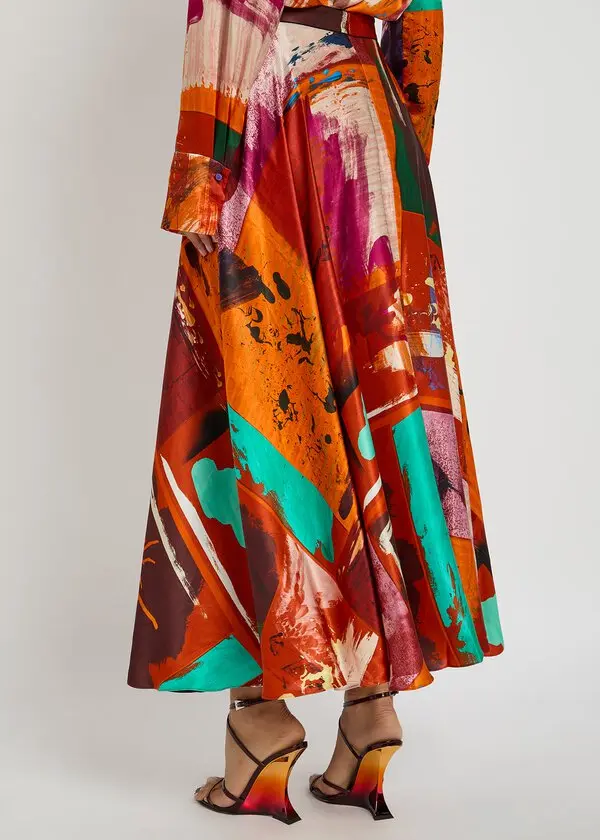 ROKSANDA Printed Satin Midi Skirt - Multi Print