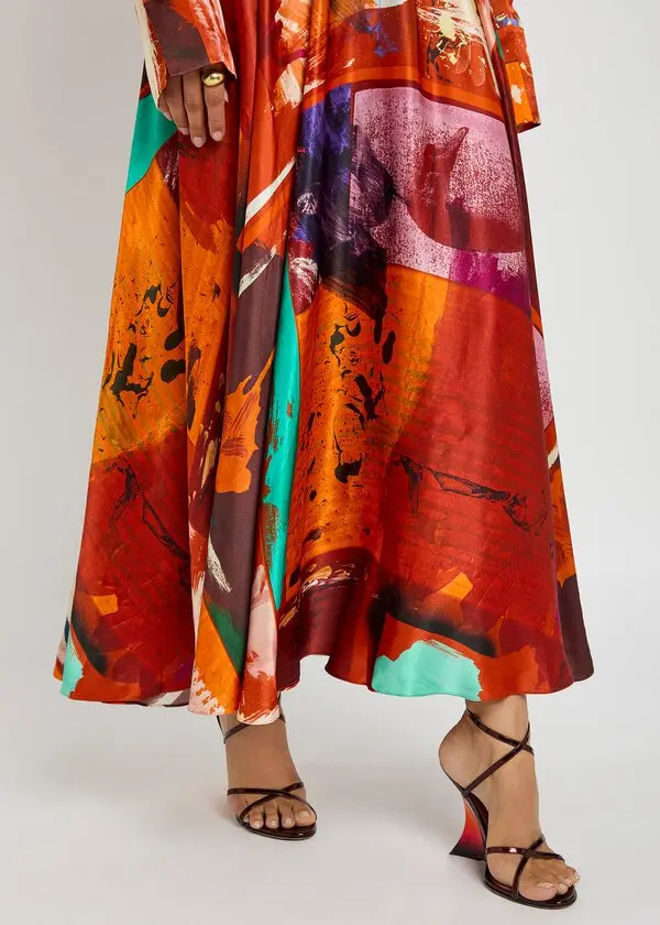 ROKSANDA Printed Satin Midi Skirt - Multi Print
