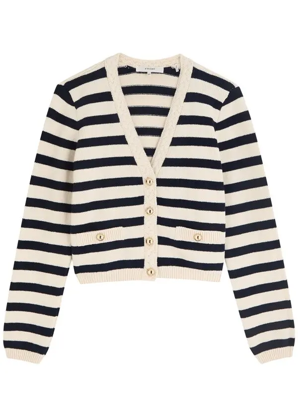 FRAME The Harbor Striped Intarsia Knit Cardigan