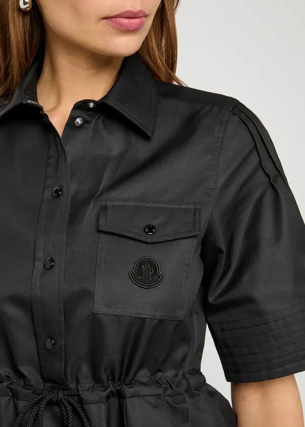 Moncler Pleated Cotton-blend Midi Shirt Dress