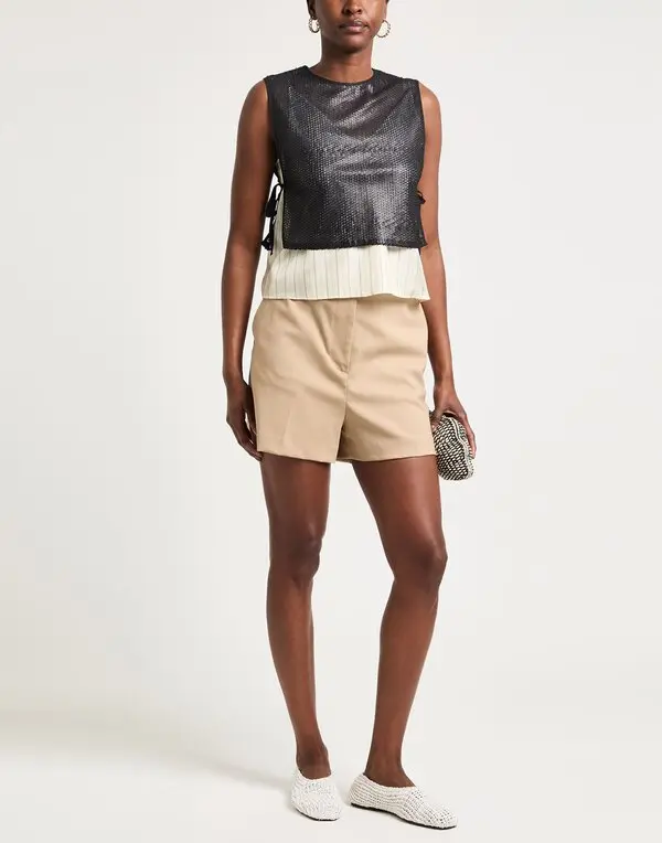ALYSI Tulle And Chiffon Appliquéd Sleeveless Top - Black