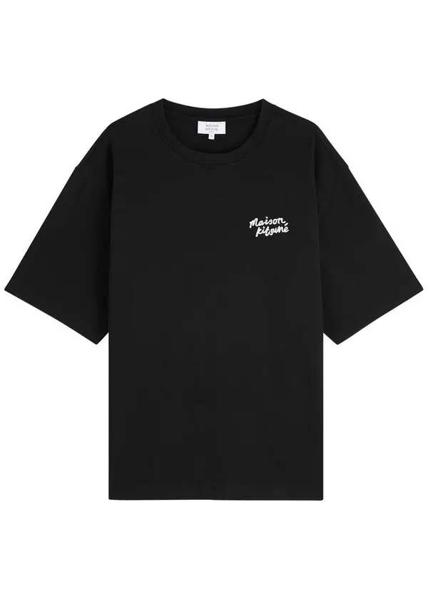 Maison Kitsuné Logo-embroidered Cotton T-shirt - Black
